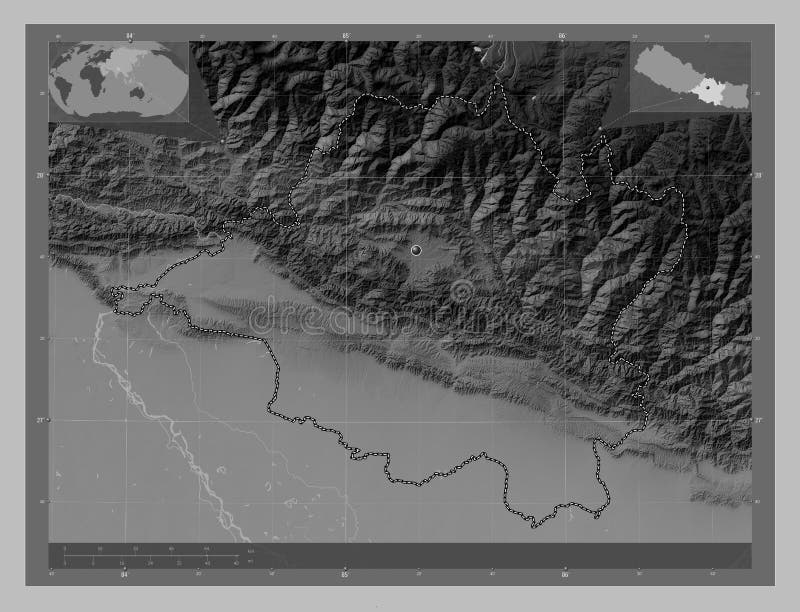 Central, Nepal. Grayscale. Capital Stock Illustration - Illustration of ...