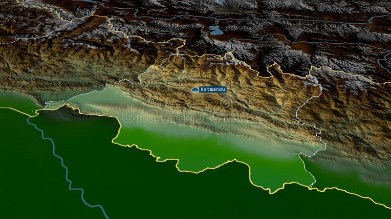 Central, Nepal - Highlighted with Capital. Physical Stock Illustration ...