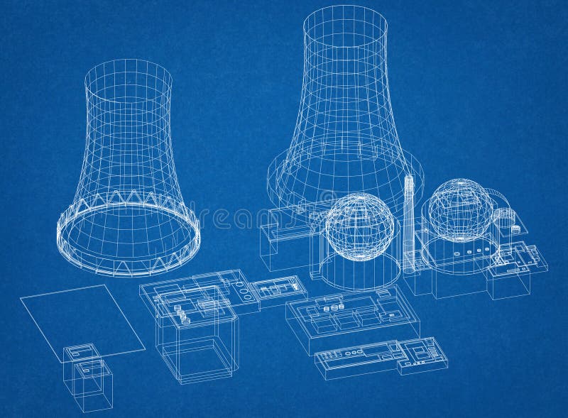 Central Nuclear - Arquiteto Blueprint Do Reator Ilustração Stock ...
