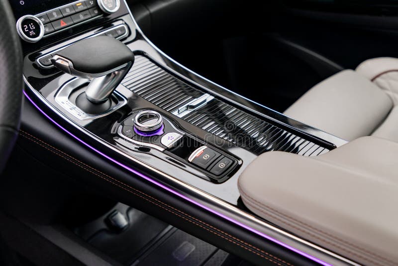 Central Panel in New Modern Car Stock Photo - Image of gear, central ...
