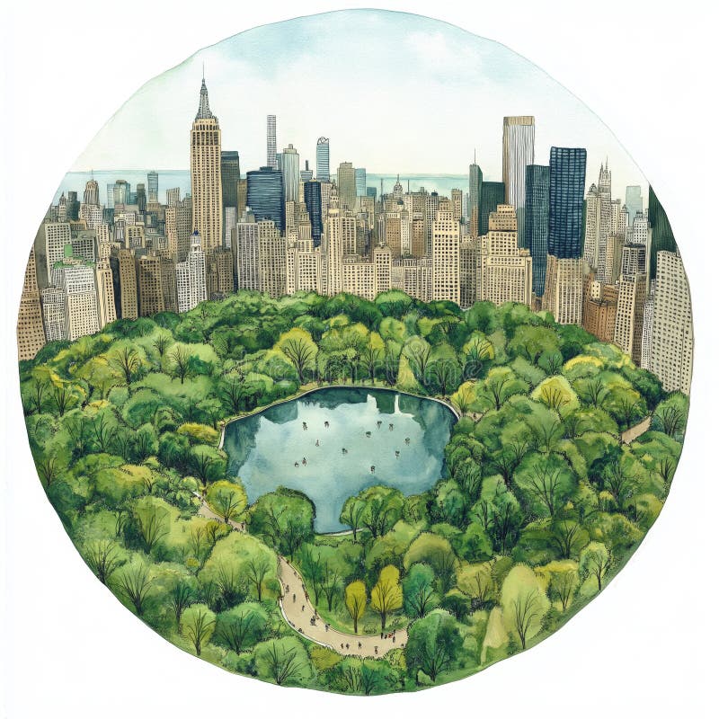 Central Park. Central Park Hand-drawn Comic Illustration. Vector Doodle ...