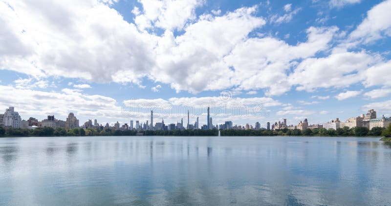 Central Park Lake Panoramic View Stock Image - Image of family, modern ...