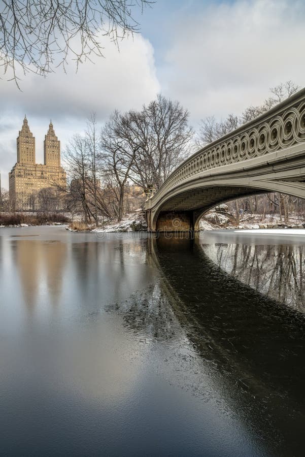 Central Park, New York City Bow Bridge Stock Image - Image of iron ...