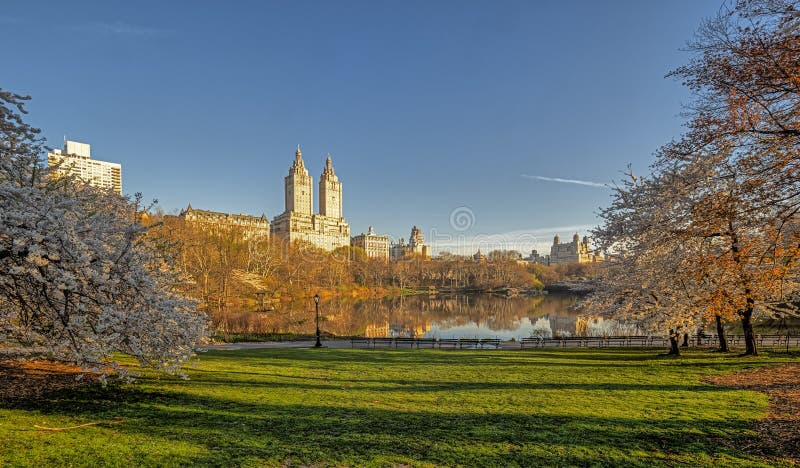Central Park, New York City Spring Stock Image - Image of town, view ...