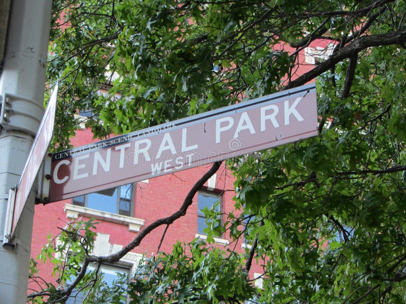 Central Park West Traffic Sign Stock Image - Image of central, cental ...