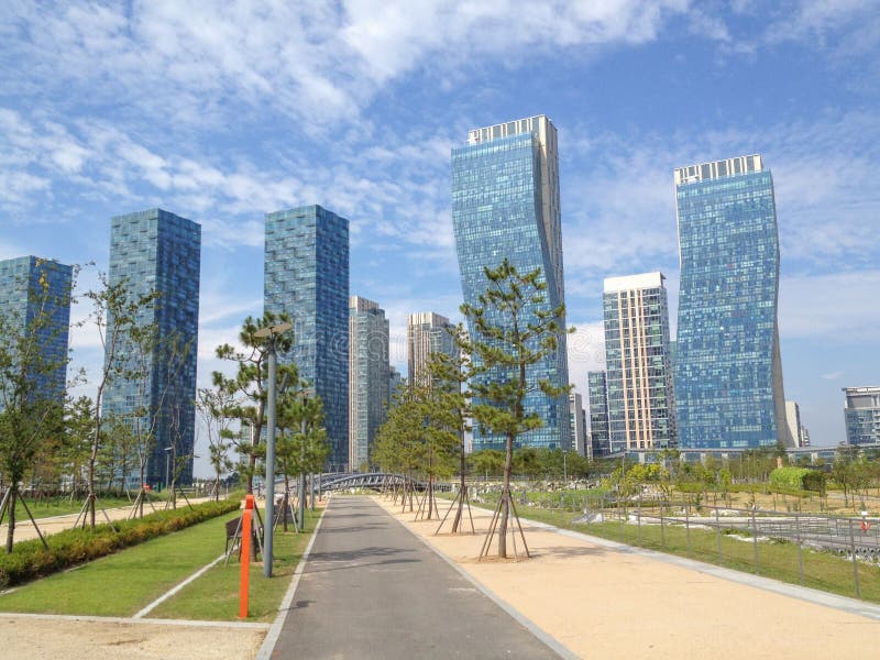 Central Park Songdo in South Korea Stock Photo - Image of asian, tall ...