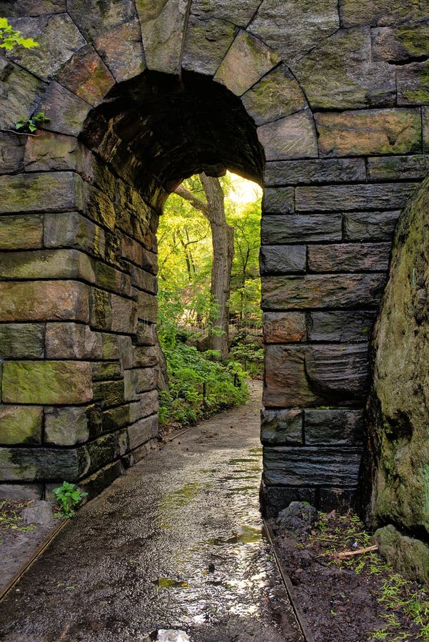 Central Park in spring stock image. Image of tunnel - 272796323