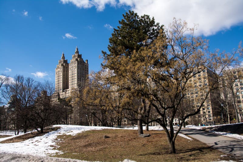 Central Park Street View stock photo. Image of snow, park - 38815250