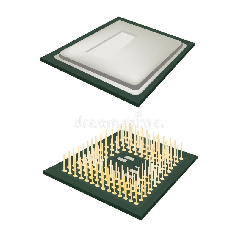Central Processing Unit Chips on White Background Stock Vector - Illustration of equipment ...