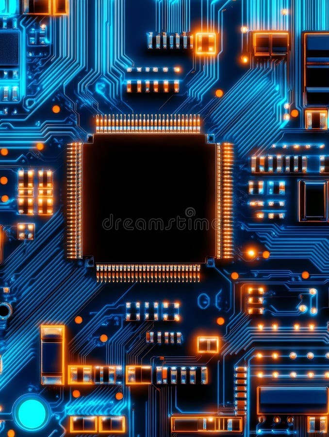 Central Processing Unit Close Up Hightech Digital Circuitry Technology ...