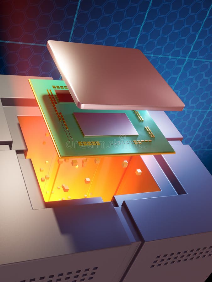 Central Processing Unit Components Stock Illustration Illustration Of Light Information