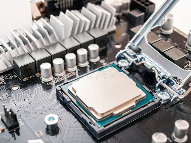 Central Processing Unit CPU Computer Server Motherboard Socket Computer Components Isolated on ...