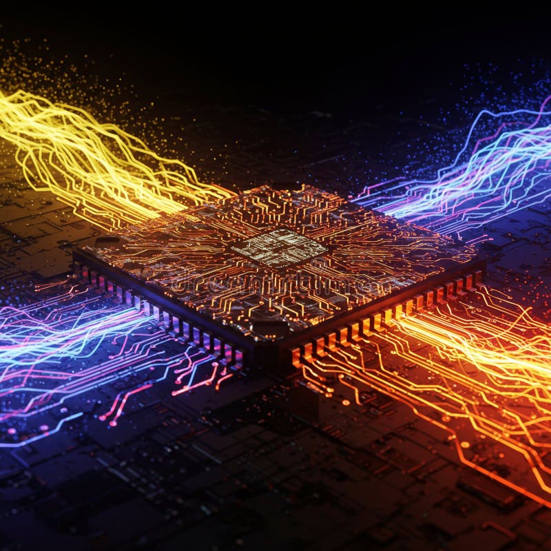 A Central Processing Unit (CPU) is Depicted in a Digital Artwork ...