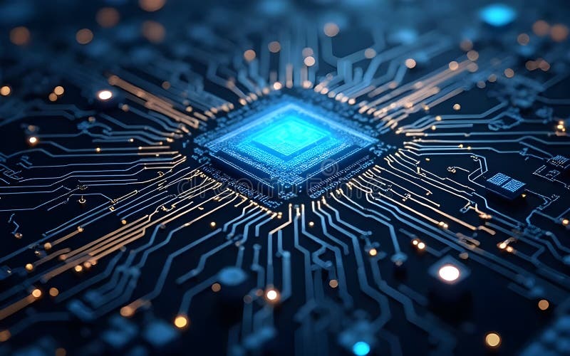 Central Processing Unit (CPU) on Digital Circuit Board Stock Illustration - Illustration of ...