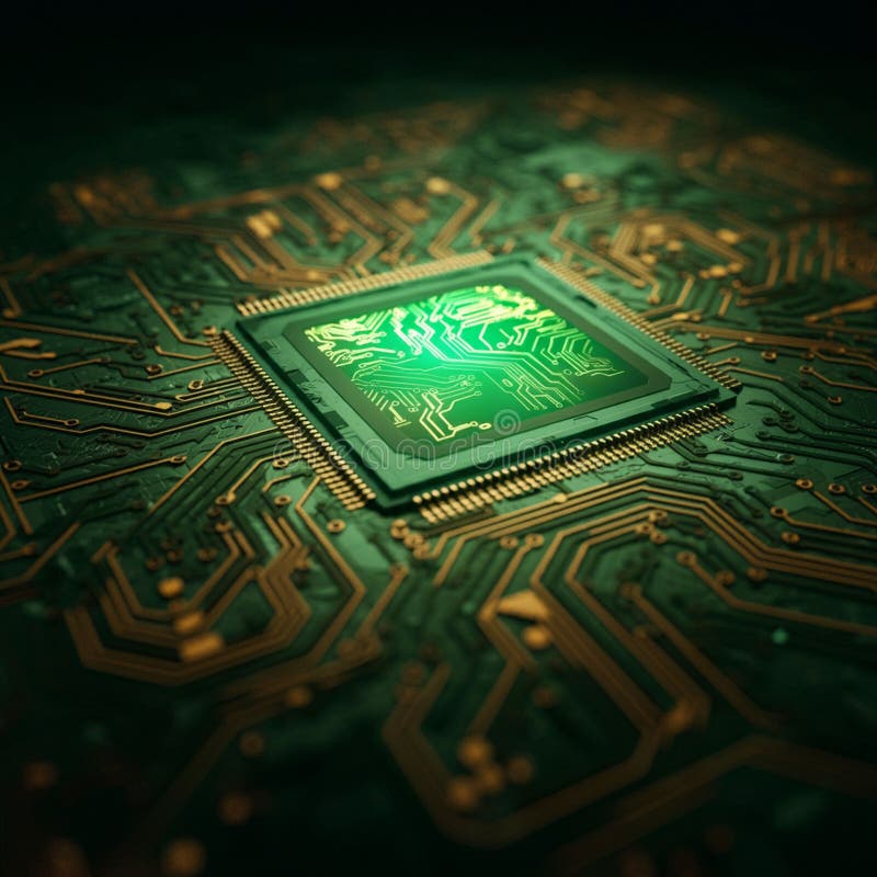 A Central Processing Unit (CPU) Embedded on a Circuit Board ...