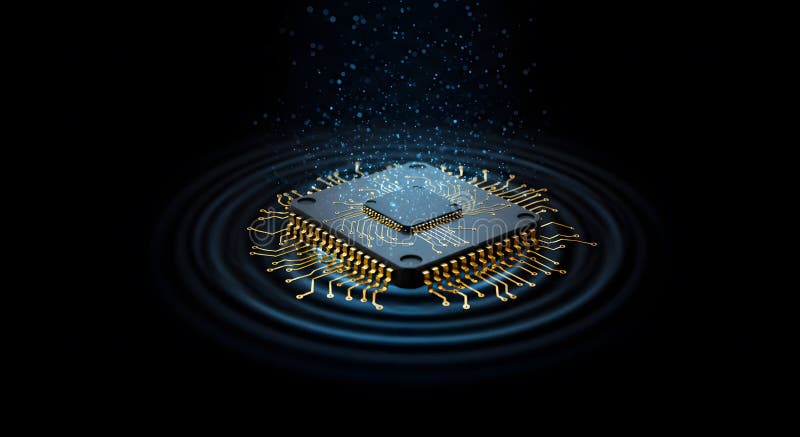 Central Processing Unit Cpu with Glowing Particles and Ripple Effect ...