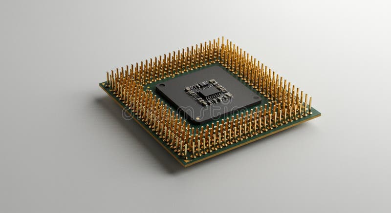Central Processing Unit (CPU) with a Green Circuit Board and a Grid of ...