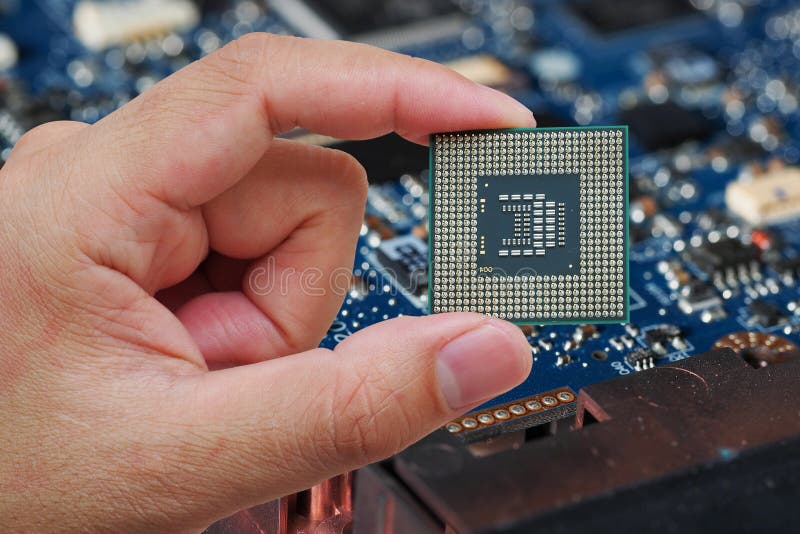 Central Processing Unit (CPU) in Hand Isolated on White Stock Image ...
