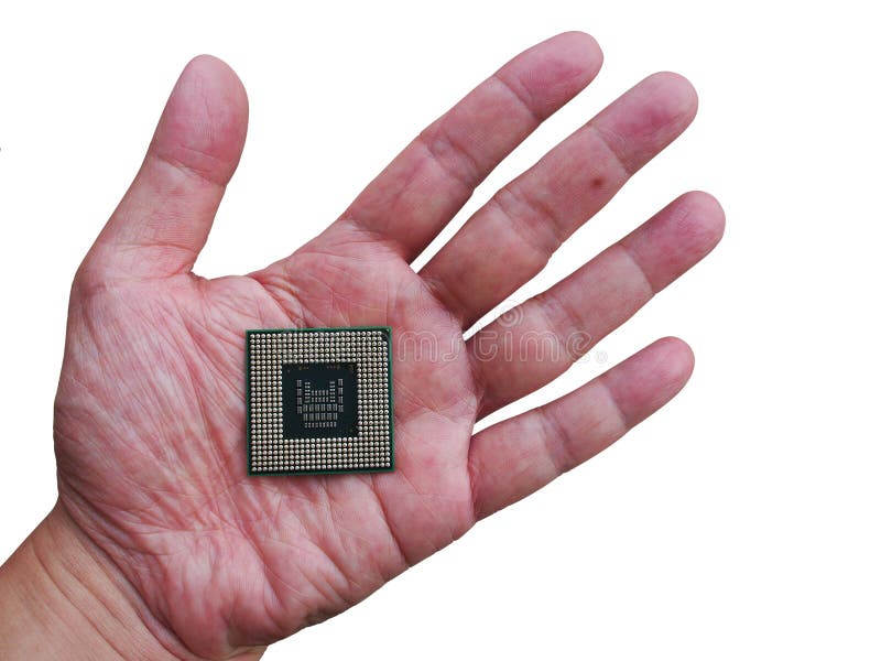 Central Processing Unit (CPU) in Hand Isolated on White Stock Image ...