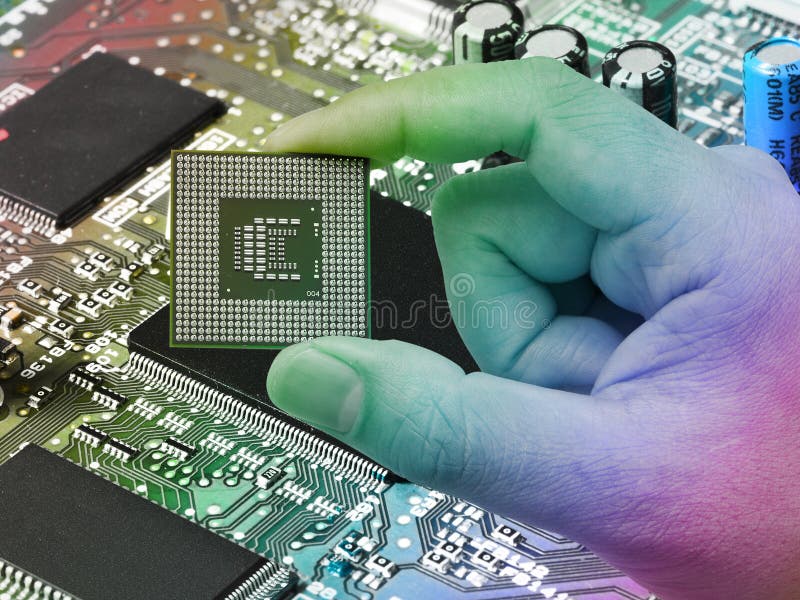 Central Processing Unit (CPU) in Hand Isolated on White Stock Image ...