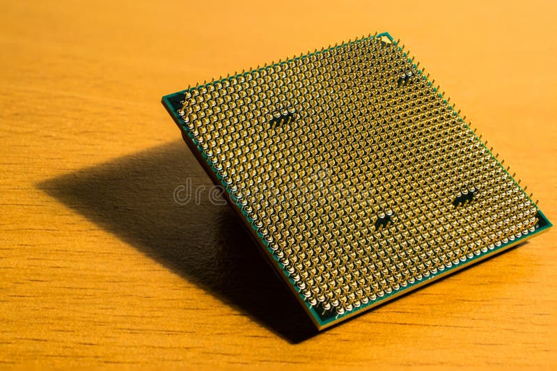 Central Processing Unit CPU Microchip with Golden Pins Stock Photo ...