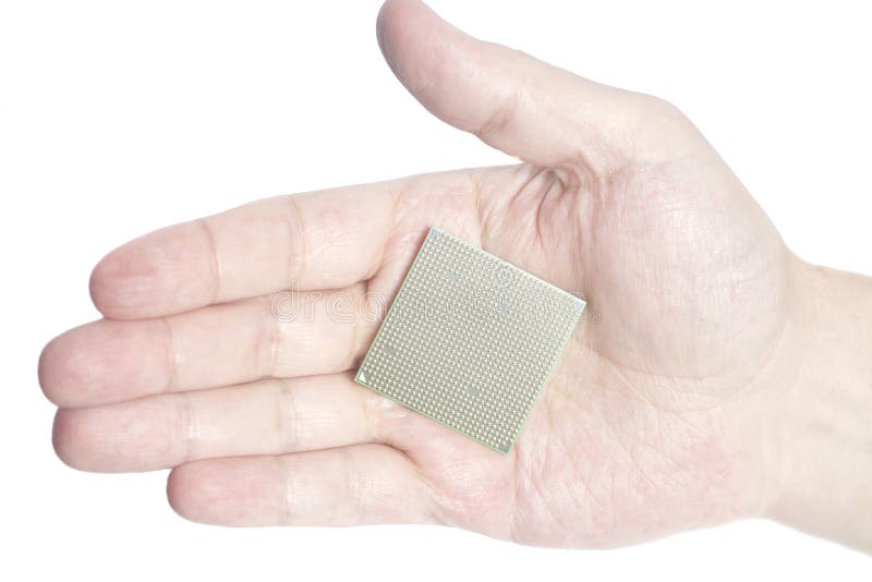 Central Processing Unit CPU Microchip Male Hand Holding Stock Image ...