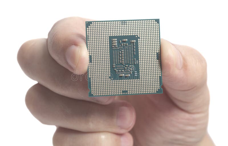Central Processing Unit CPU Microchip Processor Male Hand Holding Stock ...