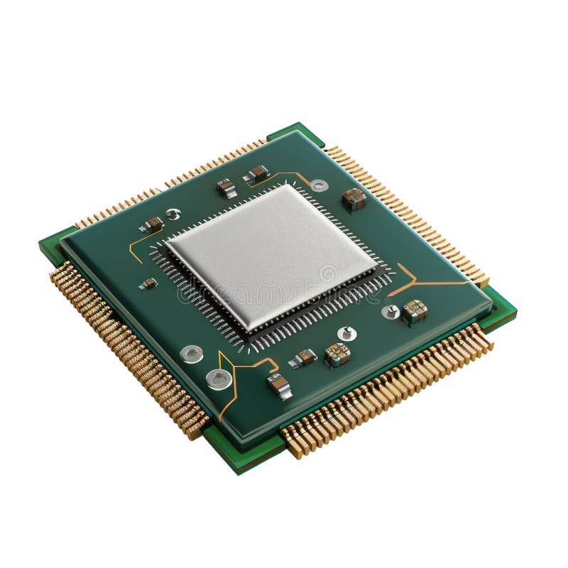 Central Processing Unit Cpu Microchip Showing Pins and Connectors on ...