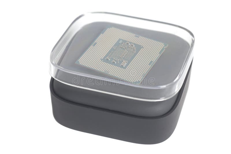 Central Processing Unit CPU Processor Microchip on the Packaging Box ...
