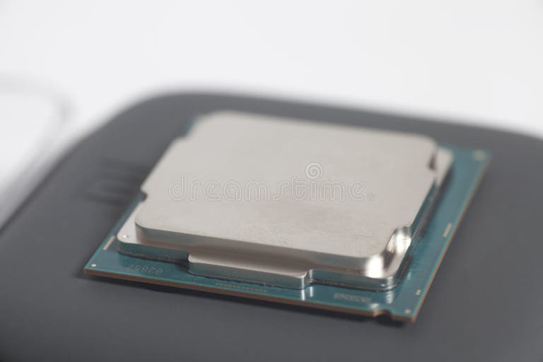 Central Processing Unit CPU Processor Microchip on the Packaging Box ...