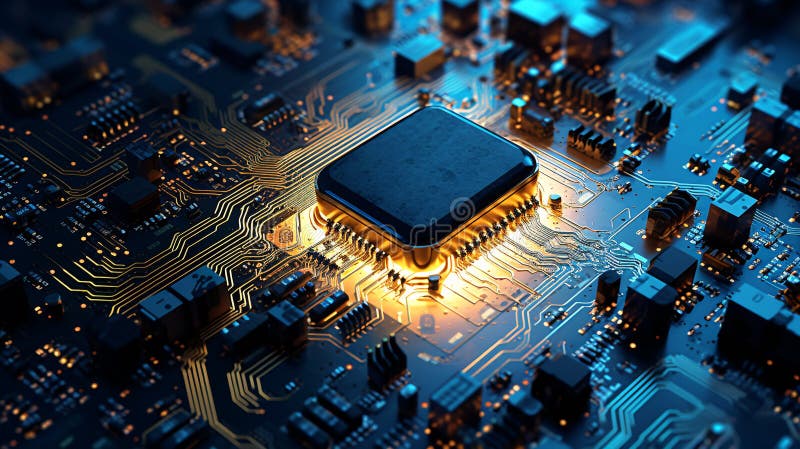 Central Processing Unit - Digital Computing Concept - Generative AI Stock Illustration ...