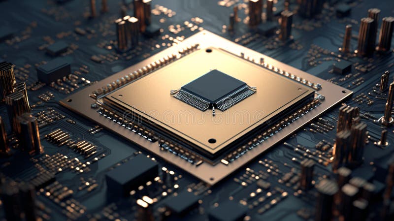Central Processing Unit - Digital Computing Concept - Generative AI Stock Illustration ...