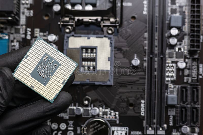 Central Processing Unit Central Processing Unit in a Man`s Hand in a ...