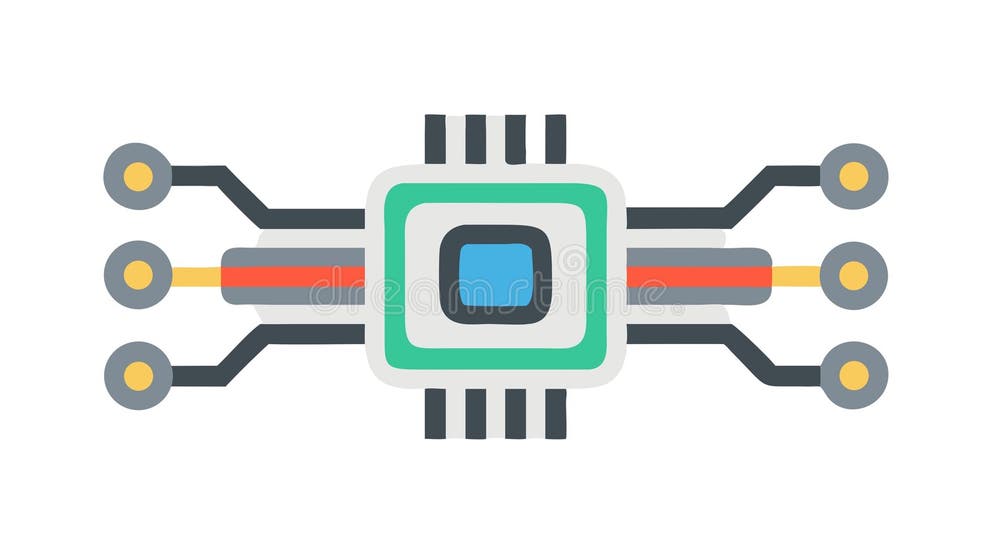A Central Processing Unit Microchip Icon for Computer Hardware, Vector ...