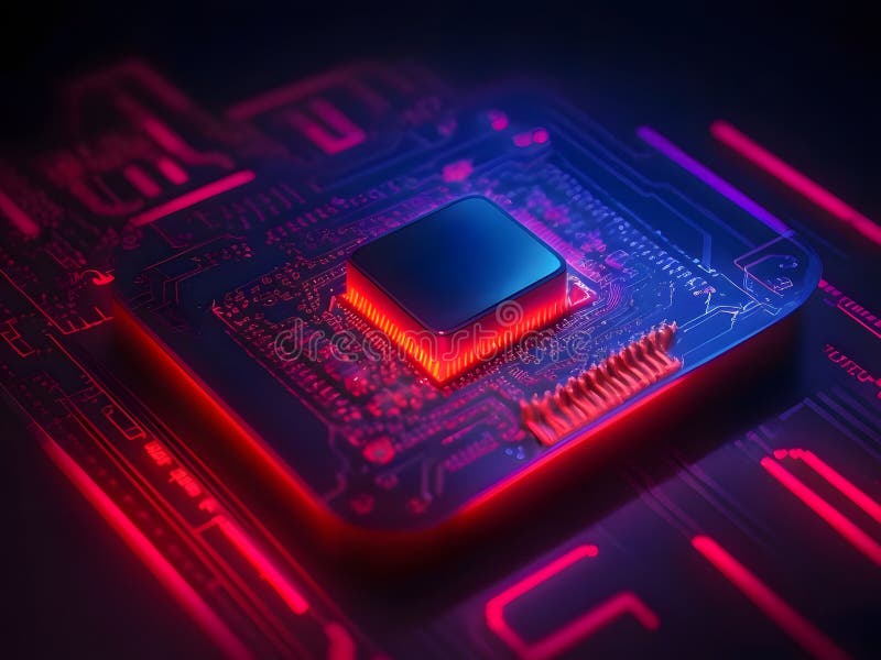 Central Processing Unit for Pc Close Up. Glowing in Dark. Concept ...