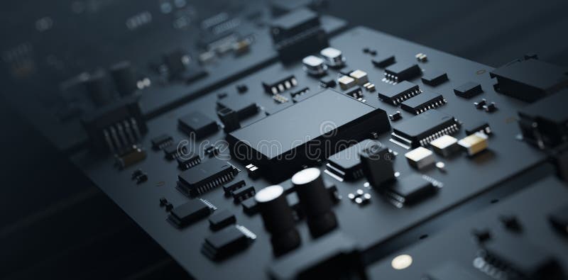 Central Processing Unit on a PCB Stock Illustration - Illustration of ...