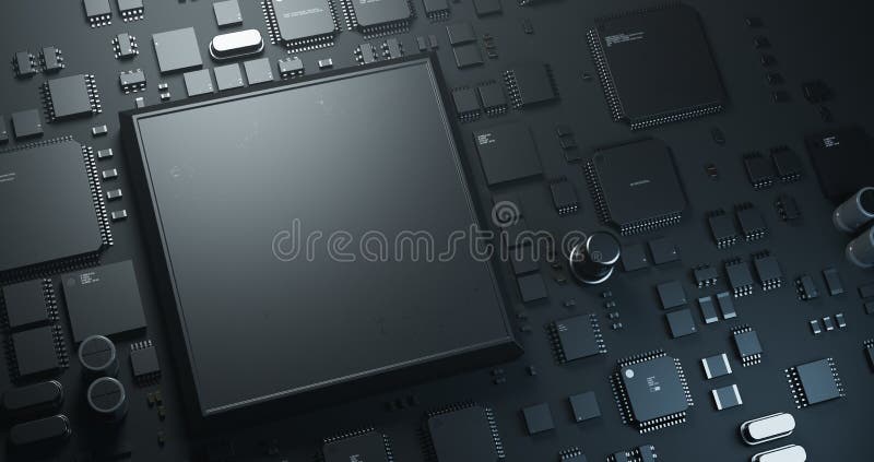 Central Processing Unit on a PCB Stock Illustration - Illustration of ...