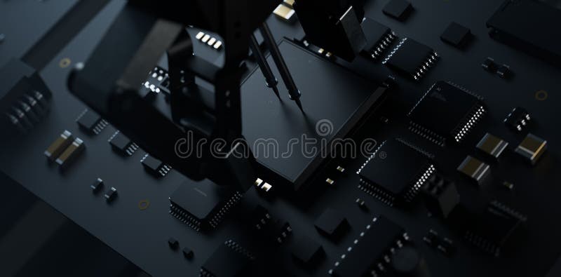 Central Processing Unit on a PCB Stock Illustration - Illustration of ...