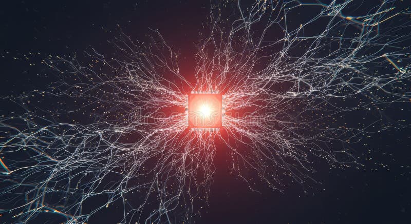 Central Processing Unit Sending Signals through Networks with Bright ...