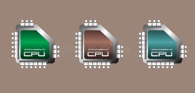 Central Processing Unit Set Stock Vector - Illustration of electronic ...