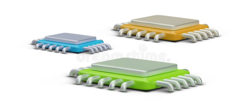 Central Processing Unit, Side View. Vector Realistic Objects of ...