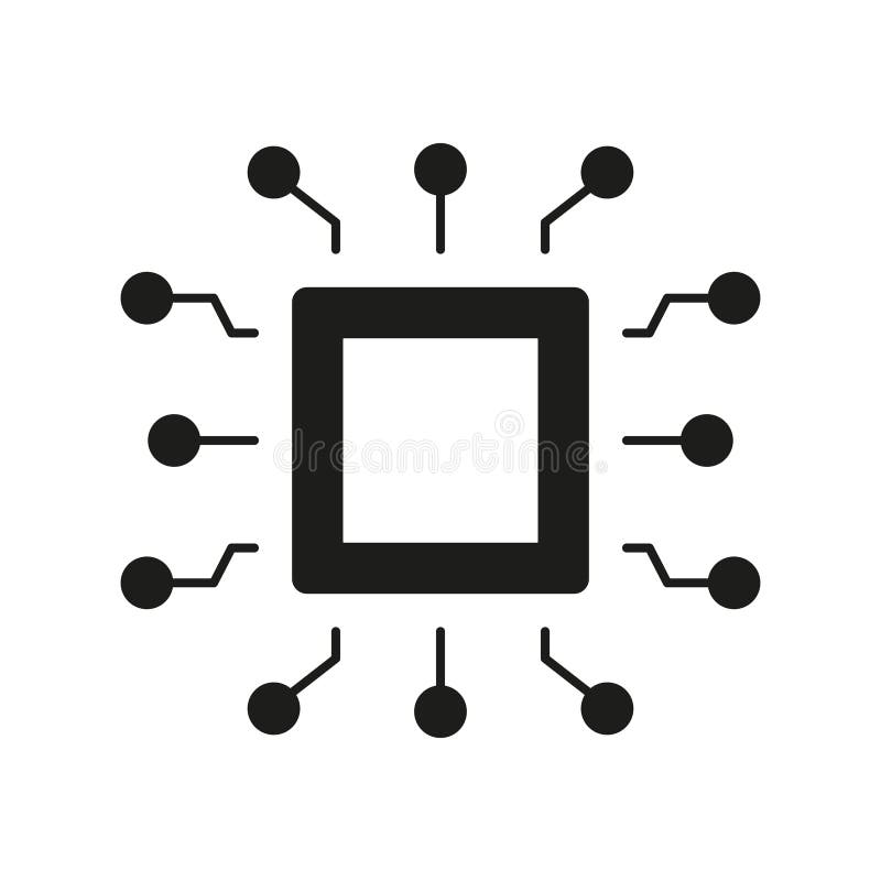 Central Processing Unit Silhouette Icon. Micro Chip Board, Digital ... Central Processing Unit Silhouette Icon. Micro Chip Board, Digital ...
