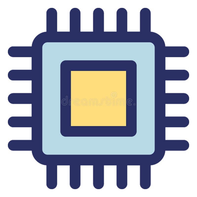 Central Processor Isolated Vector with Outline Icon Which Can Easily ...