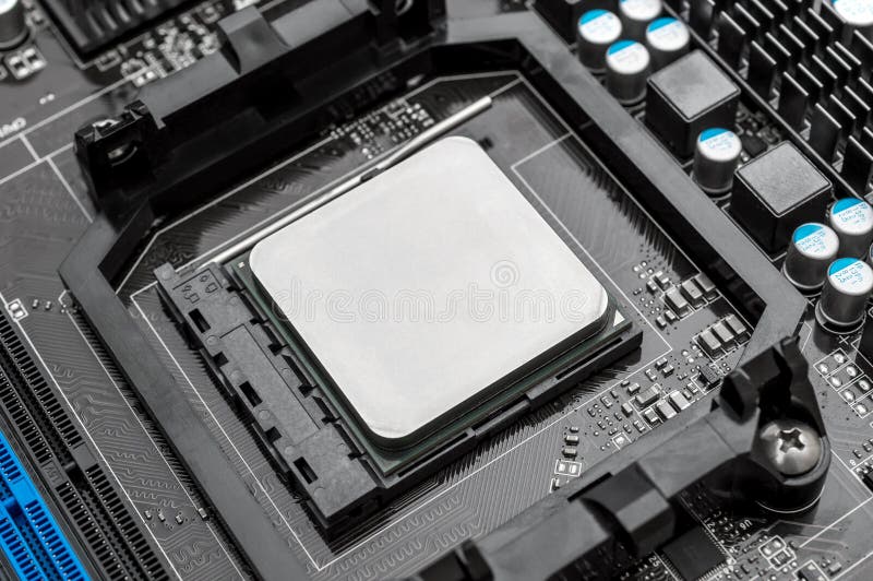 Central Processor on Motherboard. Top View Stock Image - Image of tech ...