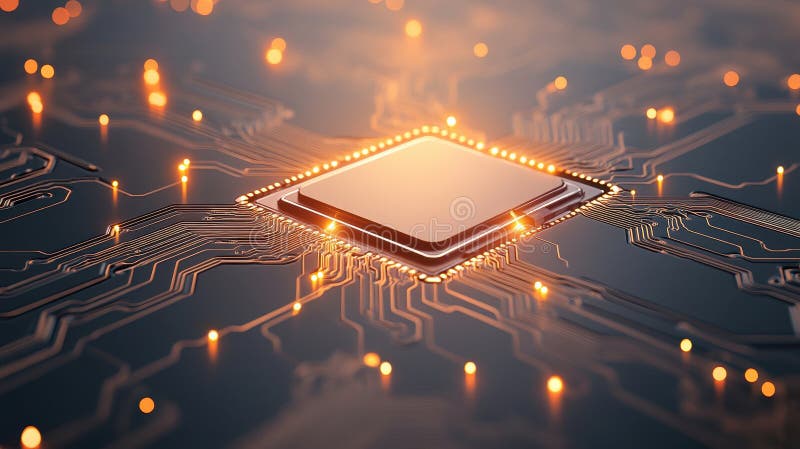 Central Ai Processing Unit Glowing Circuits Futuristic Technology ...