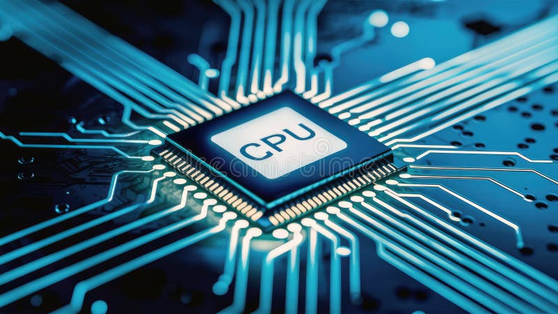 Central Processor Unit CPU Circuit Board, AI Artificial Intelligence Copy-Space Stock Image ...