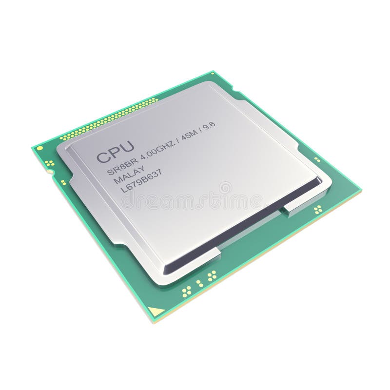 Central Processor Unit CPU Top View Isolated on Whitebackground. 3d ...