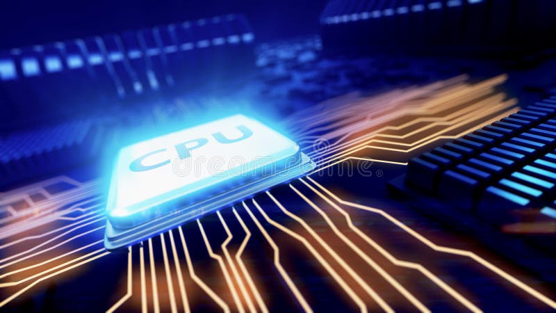 Central Processor Unit on Mainboard Stock Illustration - Illustration ...
