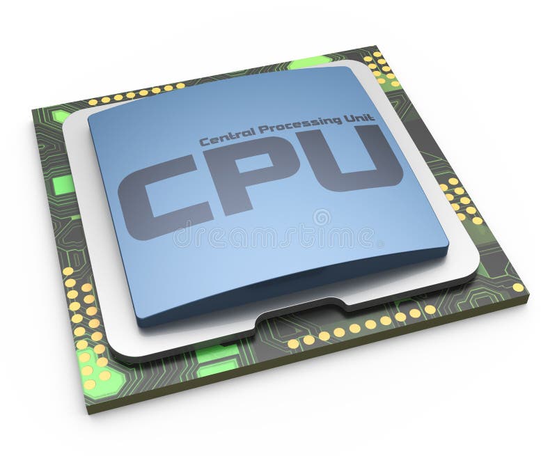 3d Illustration of Cpu Chip Central Processor Unit Stock Illustration ...