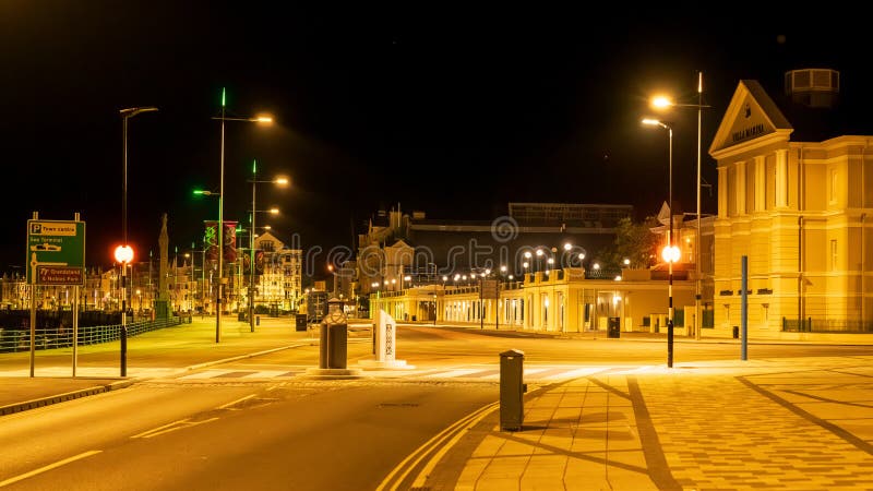 The Central Promenade at Night in Douglas, Isle of Man Editorial Photo ...